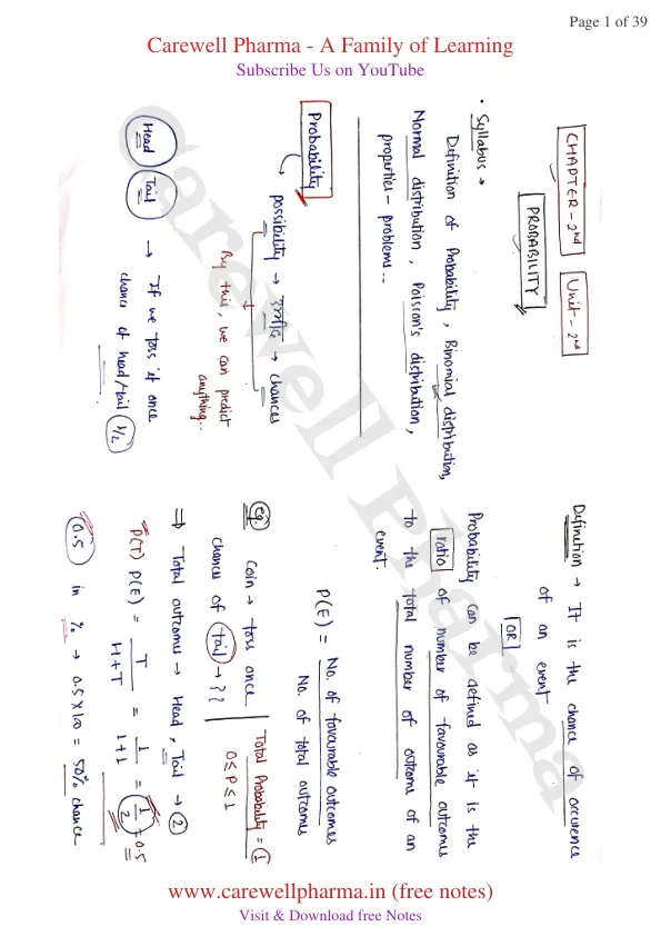 Unit 2 - Biostatistics And Research Methodology - 8th Semester - B ...