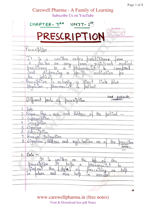 Unit 1 - Pharmaceutics 1 - 1st Semester - B Pharmacy Notes - Carewell ...