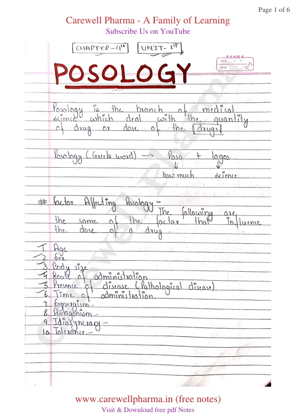 Unit 1 - Pharmaceutics 1 - 1st Semester - B Pharmacy Notes - Carewell ...