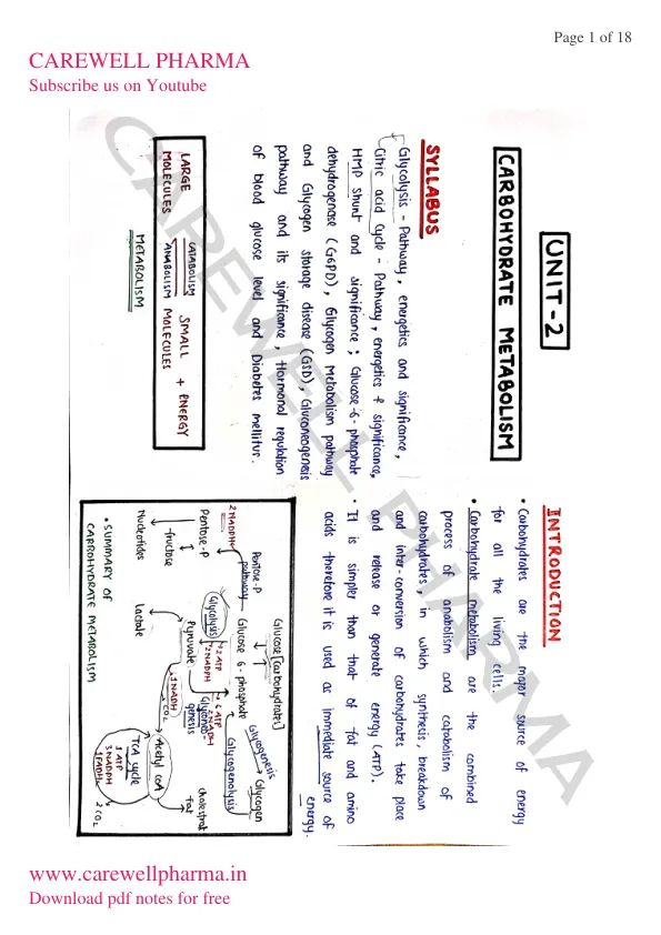 Unit 2 - Biochemistry - 2nd Semester - B Pharmacy Notes - Carewell Pharma