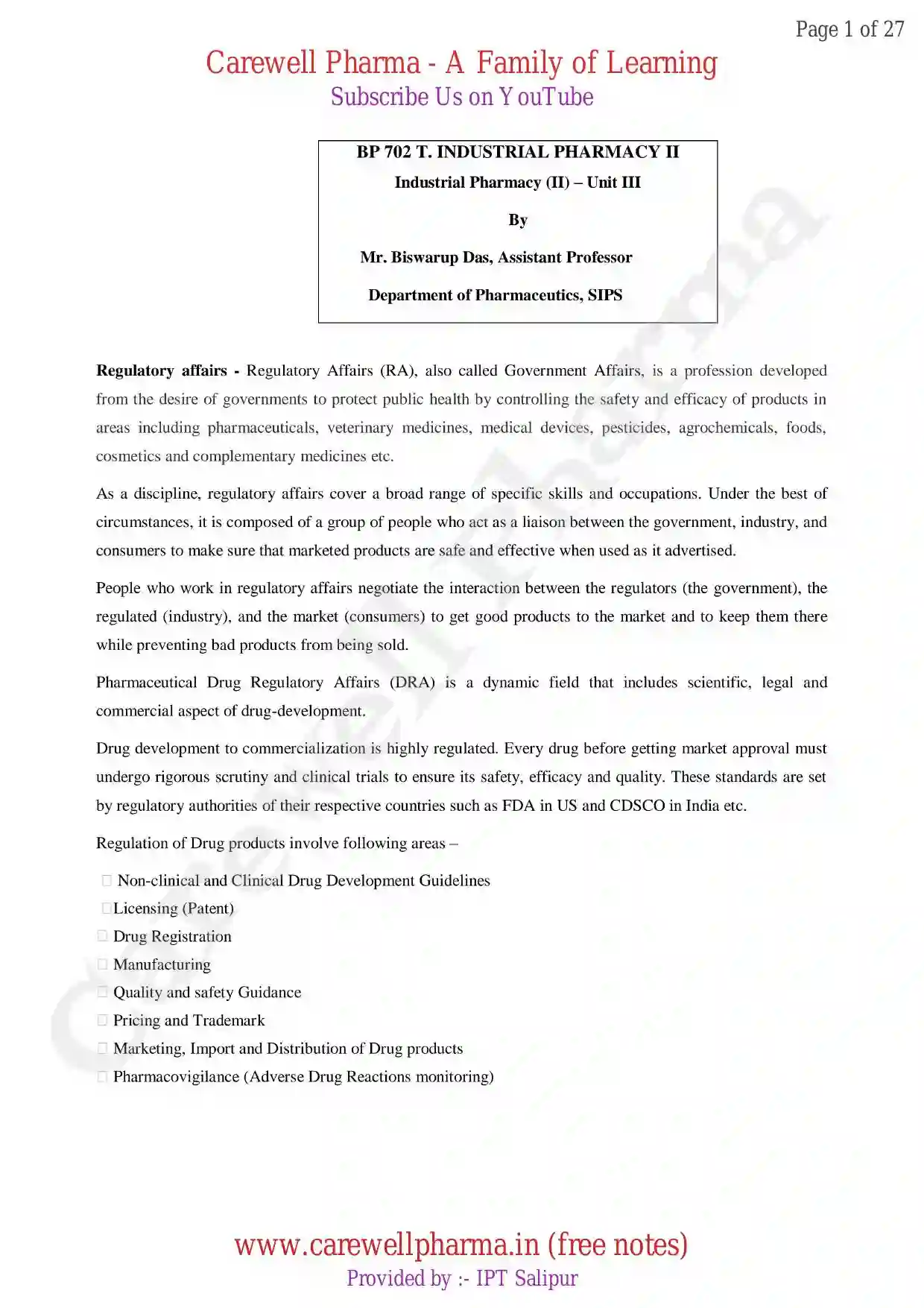 Unit 3 - Industrial Pharmacy 2 - 7th Semester - B Pharmacy Notes ...