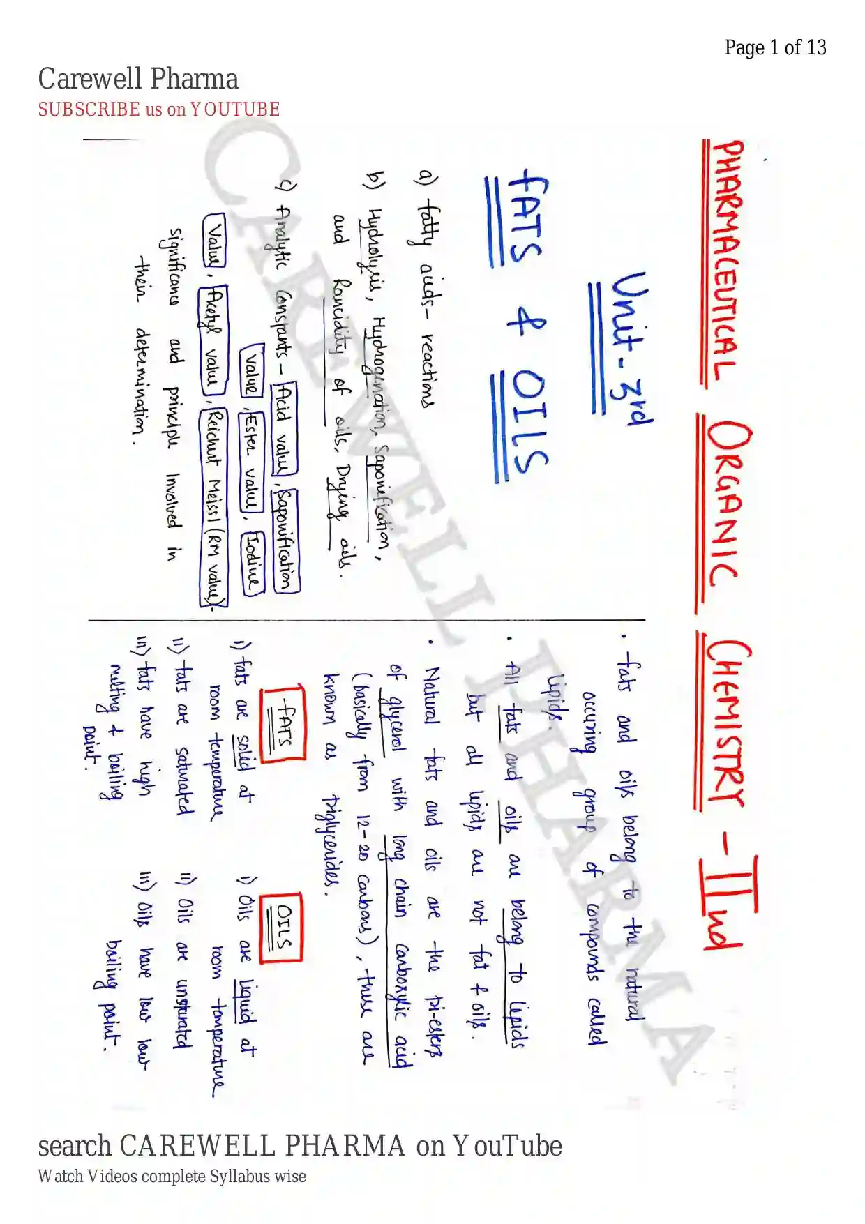 Unit 3 - Pharmaceutical Organic Chemistry 2 - 3rd Semester - B Pharmacy ...