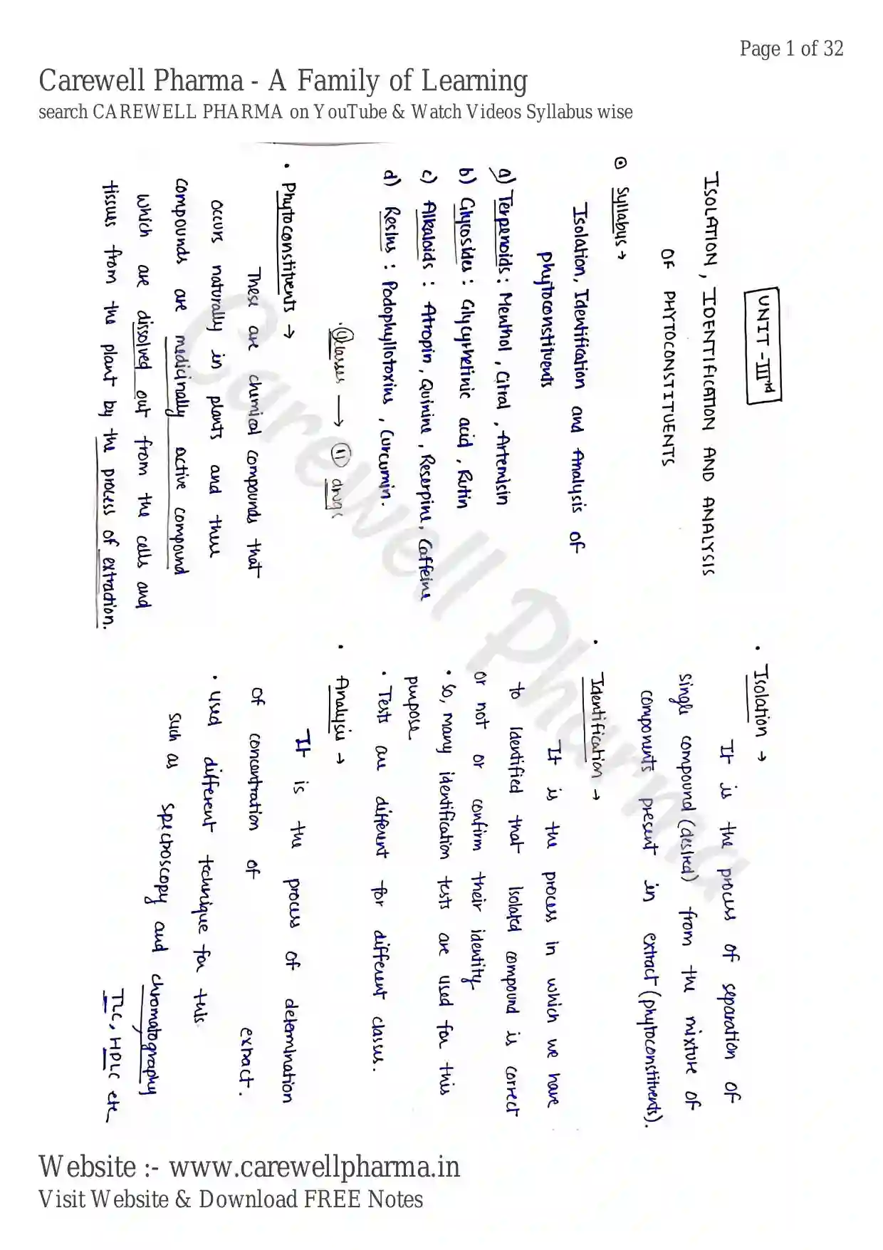 Unit 3 - Pharmacognosy 2 - 5th Semester - B Pharmacy Notes - Carewell ...
