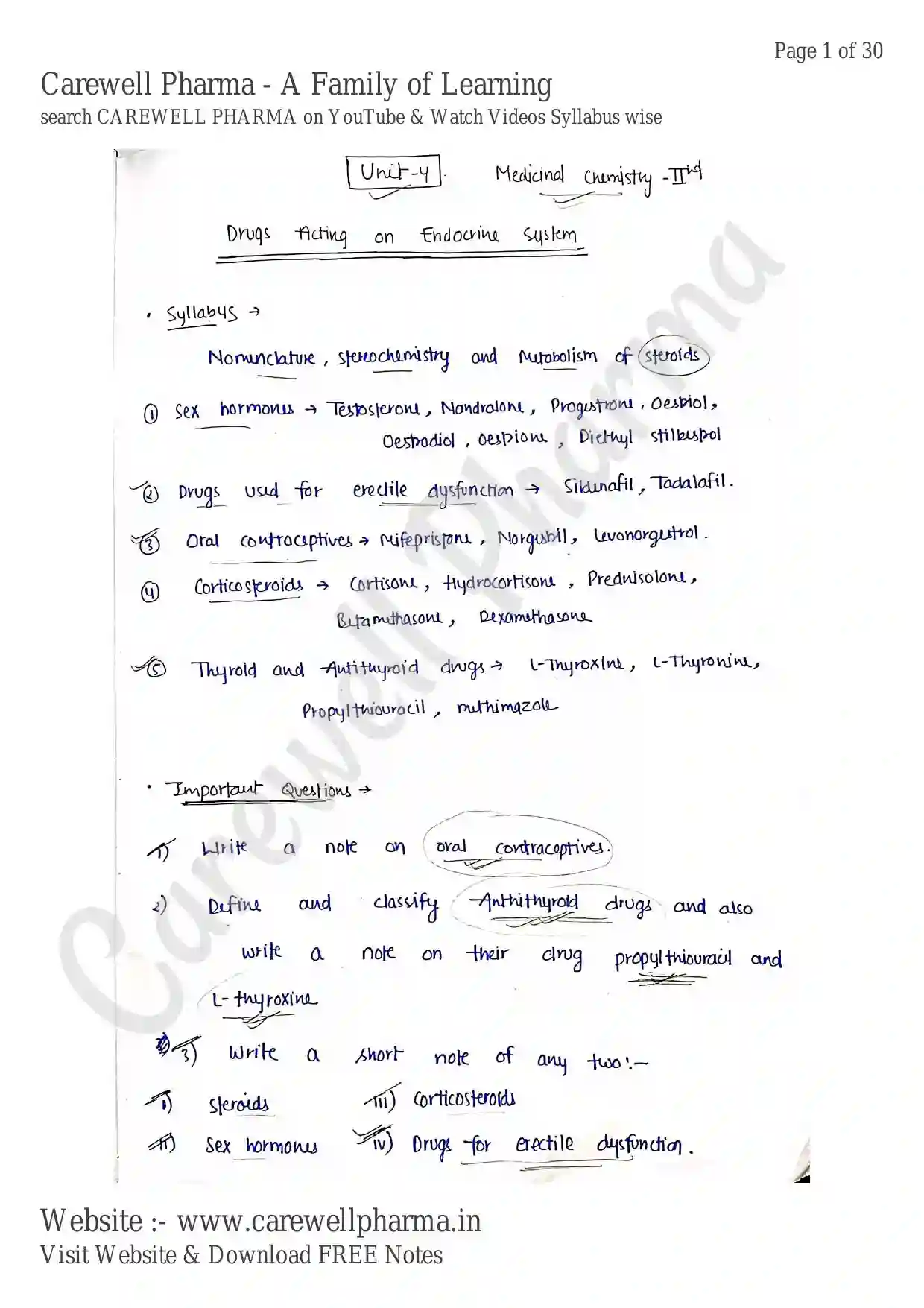 Unit 4 - Medicinal Chemistry 2 - 5th Semester - B Pharmacy Notes ...