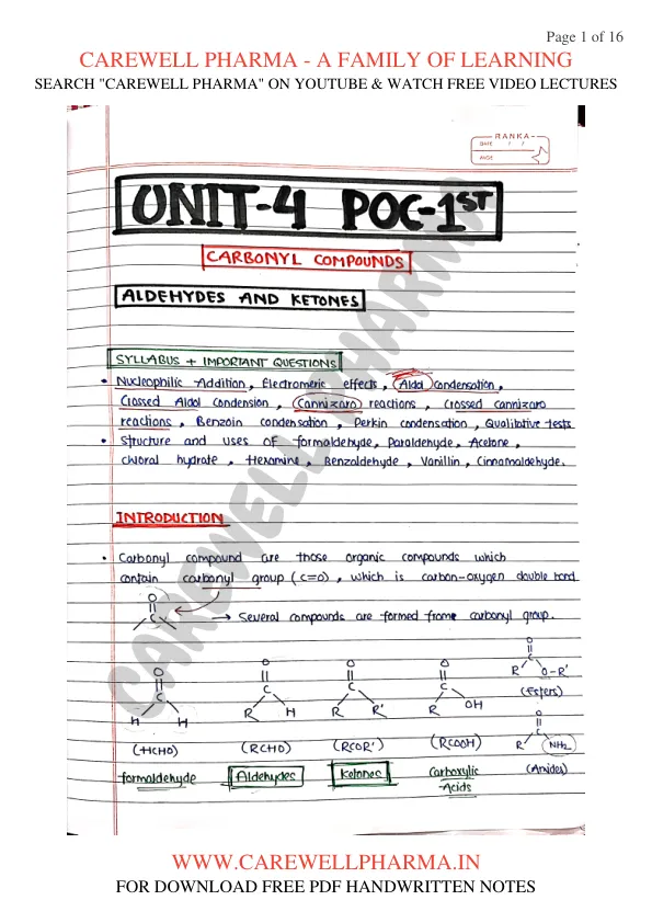 Unit 4 - Pharmaceutical Organic Chemistry 1 - 2nd Semester - B Pharmacy ...